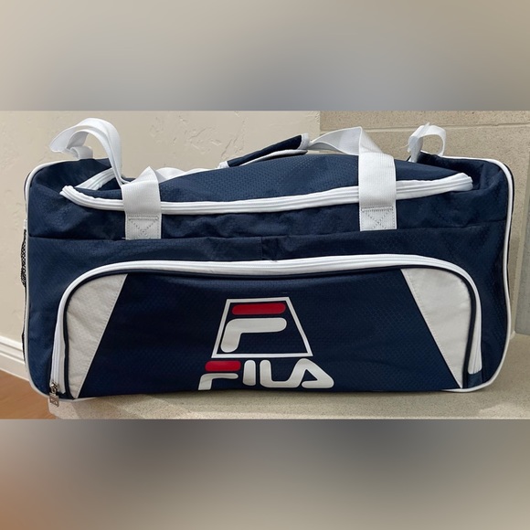 Fila | Bags | Vintage Fila Duffel Bag Blue Logo Travel Tote Like New ...